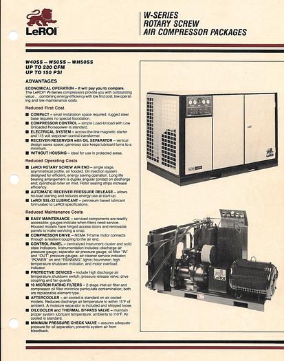 Used LeROI International W50SS Rotary Screw Air Compressor for Sale in ...