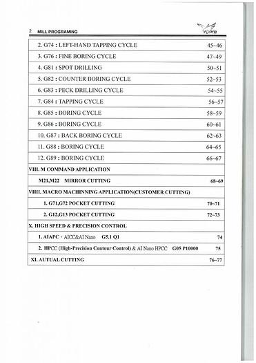 Used Manual for Used Yida CNC Machine Center VMC & HMC Programm...