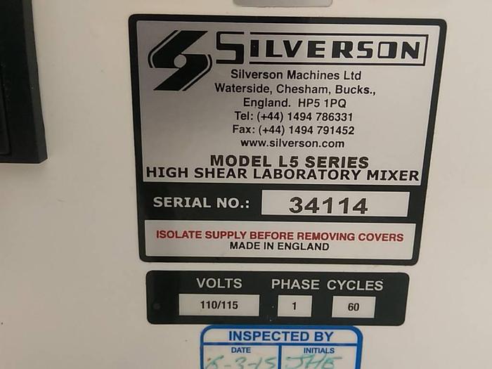 Used Silverson High Shear Lab Mixer for Sale at Steep Hill Equipment ...