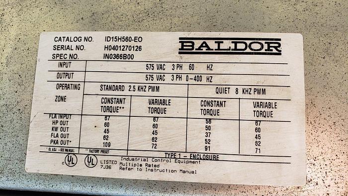 Used Baldor 60Hp VFD with Siemens Control Box for Sale at Steep Hill ...