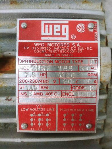 Used WEG 213T 7.5 HP Induction Motor for Sale at Steep Hill Equipment ...