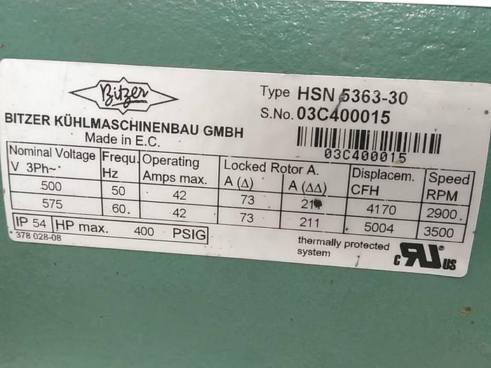 Used Bitzer Semi Hermetic Screw Compressor for Sale at Steep Hill ...