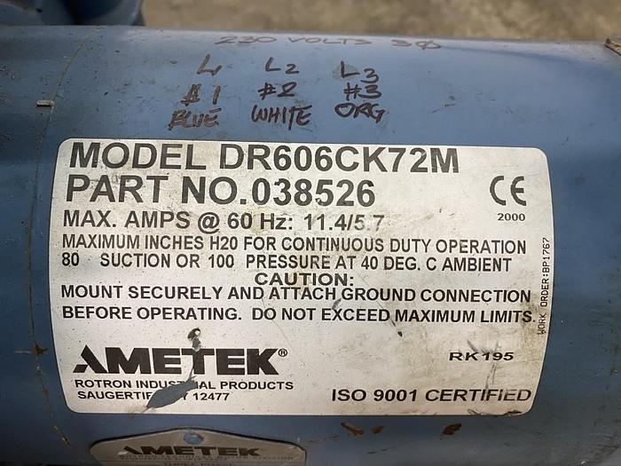 Used Ametek Rotron DR606 Regenerative Blower for Sale at Steep Hill ...