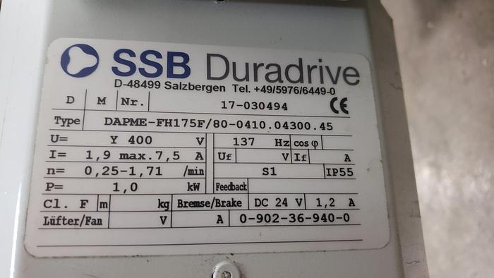 New SSB Duradrive FH175F/80 Bevel Gear & Servo Motor for Sale at Steep ...