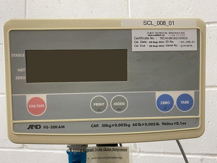 Used A&D FG-30KAM Digital Platform Scale for Sale at Steep Hill ...