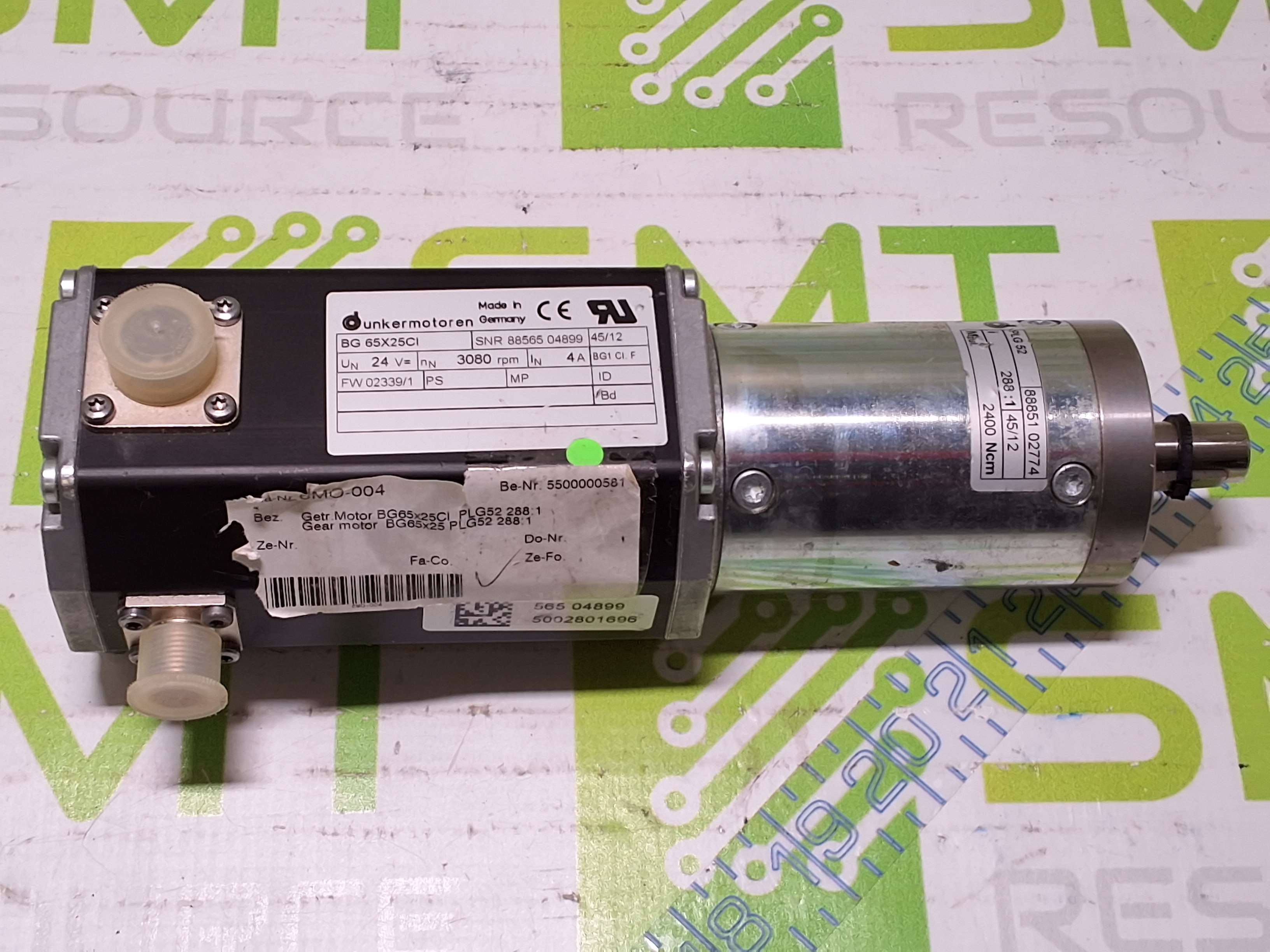 Used DUNKERMOTOREN BG 65X25CI SERVO MOTOR WITH PLG 52 288:1 GEARHEAD - LIKE NEW for Sale at SMT R...