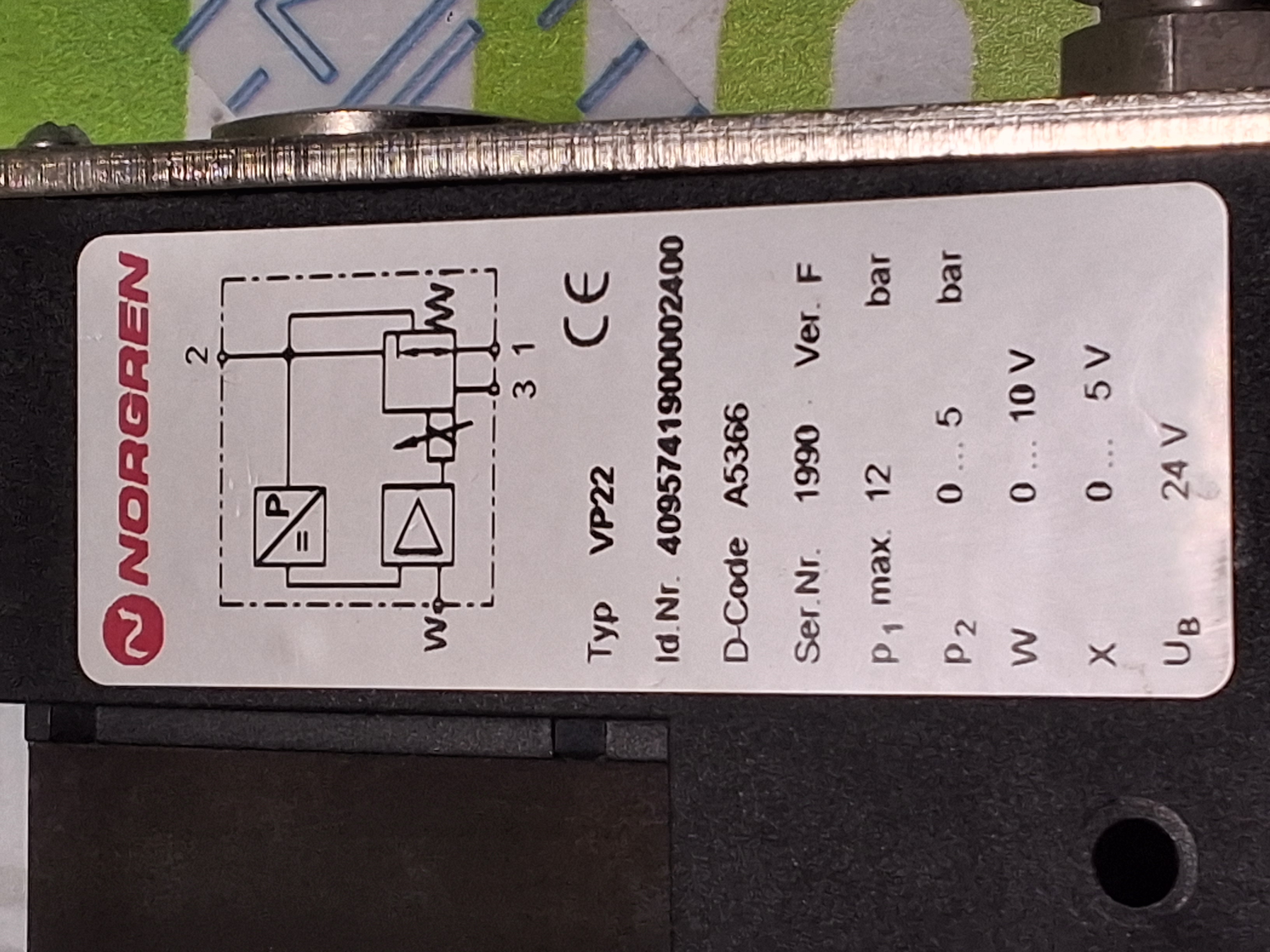 Used NORGREN VP22 A5366 PROPORTIONAL PRESSURE CONTROL VALVE for Sale at SMT Resource Equipment LLC