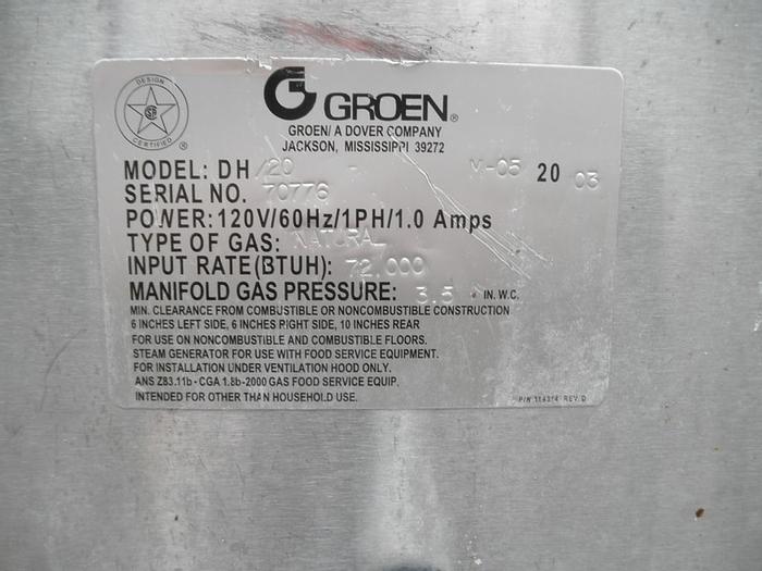 Used Kettle, 20 Gallon, 316 S/st, Jkt, Groen, Mdl DH-20, #S740971 for ...