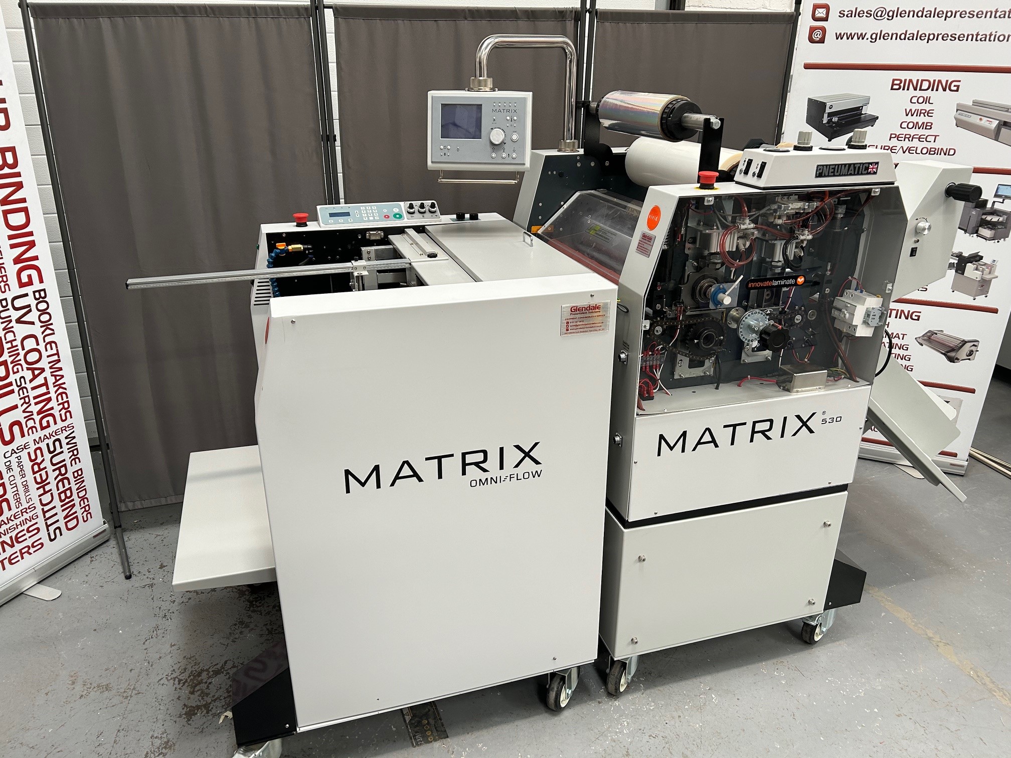 Refurbished Sold Vivid Matrix 530P Laminator with Omni-Flow 520 Sheet Feeder at Glendale Present...