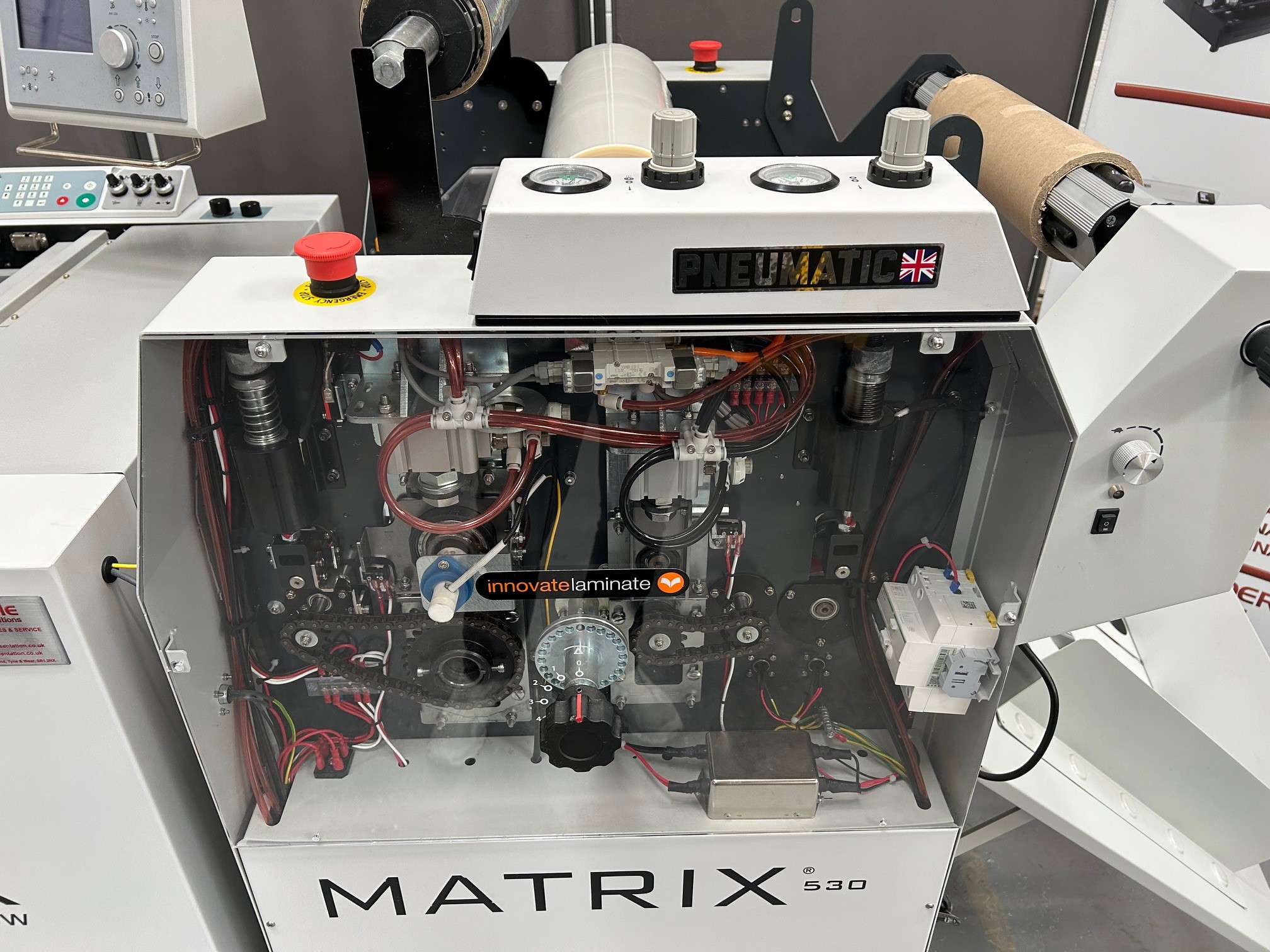 Refurbished Sold Vivid Matrix 530P Laminator with Omni-Flow 520 Sheet Feeder at Glendale Present...