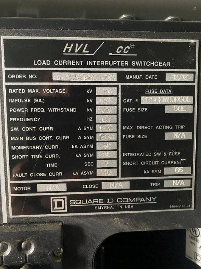 New 2012 Square D 15kv Line up for 28MVA Power Generation 28MVA 15kv ...