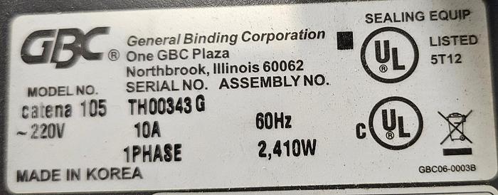 Used GBC Catena 105 40" Laminator for Sale at Brooks Printing Equipment