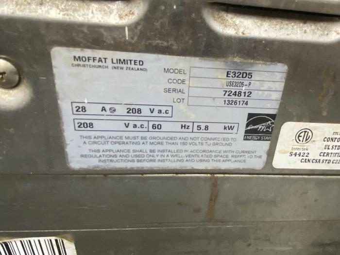 Used Moffat Model E32D5 Double Stacked Convection Oven With A Giles...