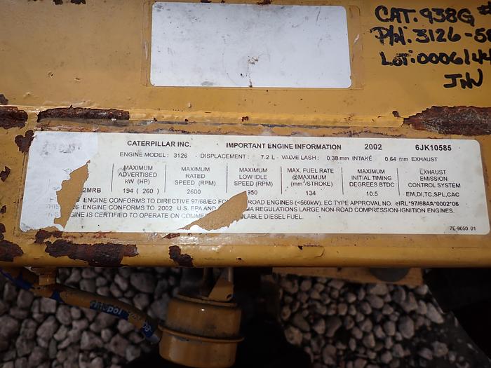 Used 2002 CAT 3126 MECHANICAL Diesel Engine 938G Loader for Sale at...
