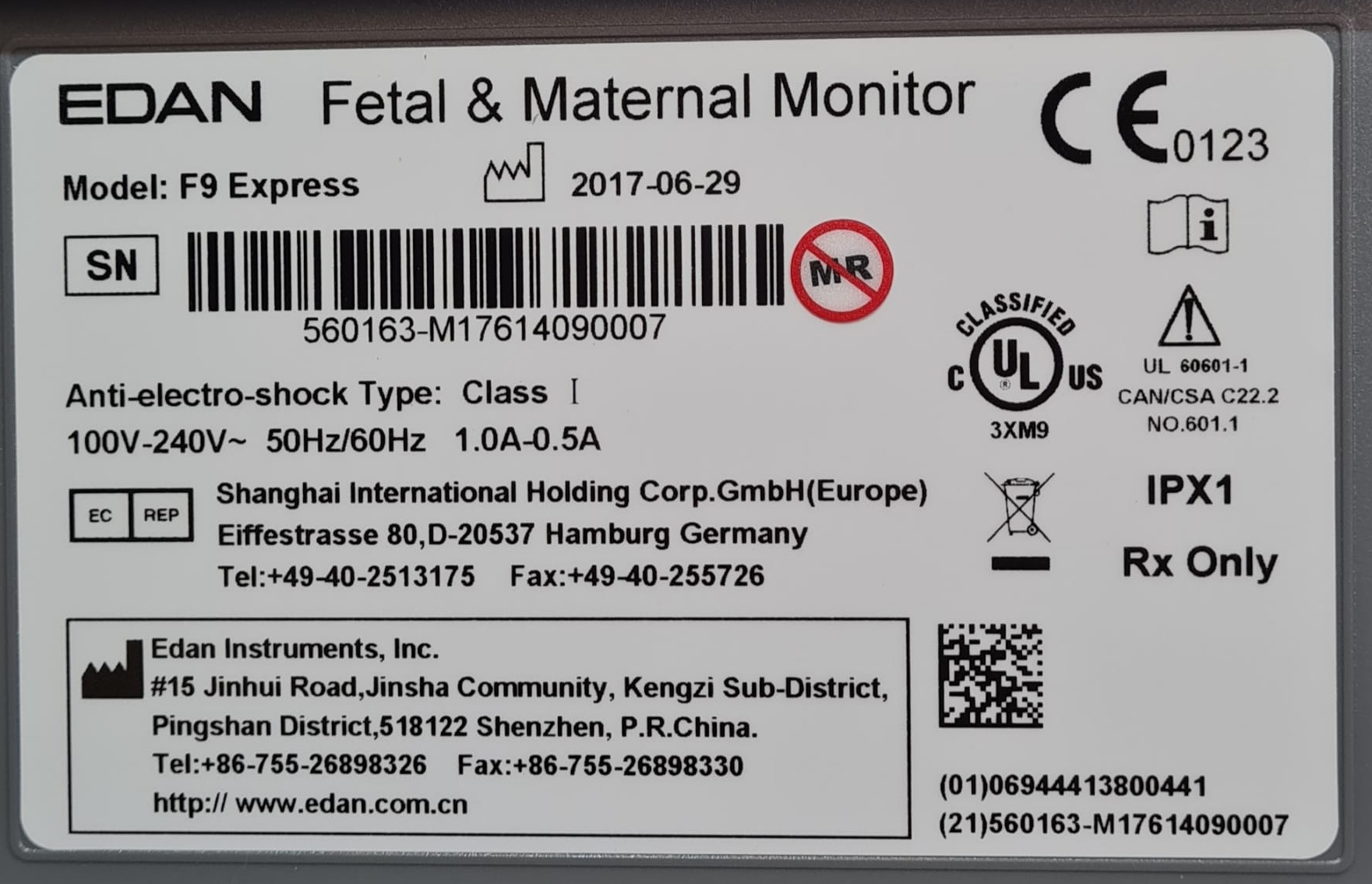 Gebraucht EDAN F9 EXPRESS Fetal Maternal Monitor mit Transducern und ...