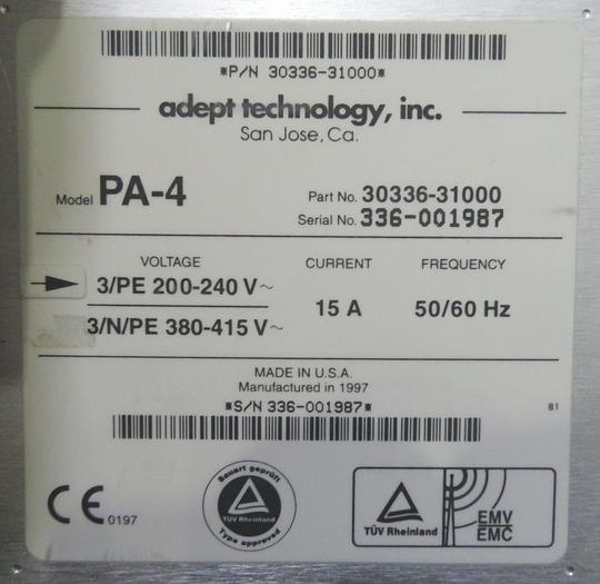 Used Adept 550 CL 10 SCARA Robot, MV-10 PA-4 Controller, Dual B+ Am...