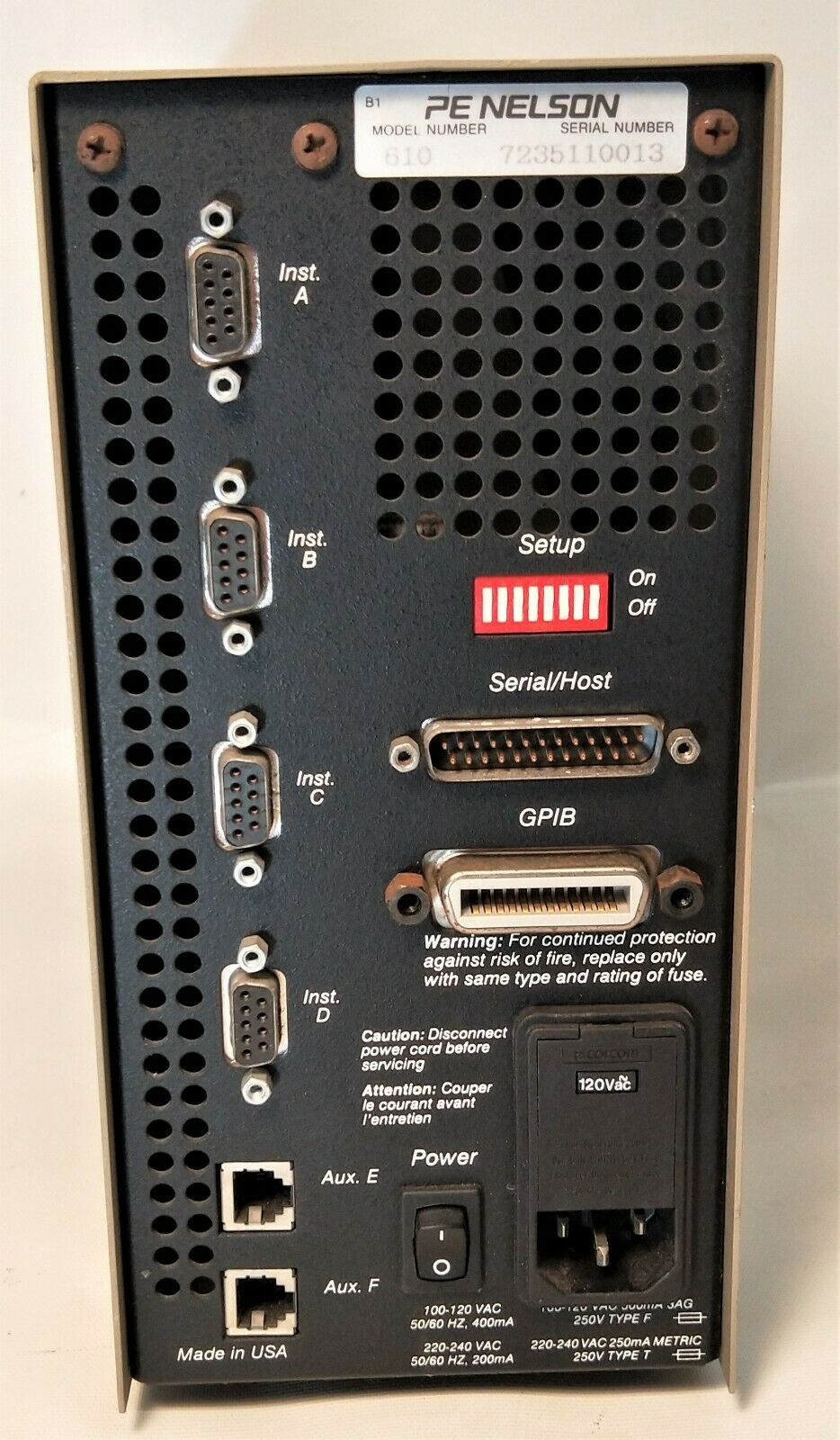 二手Perkin Elmer Nelson 600系列链接型号610在Chemistry RG Consultant Inc出售的接口 ...