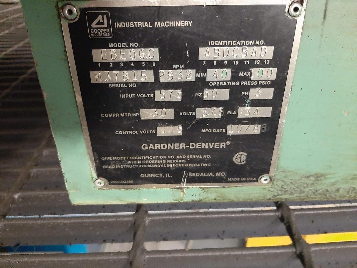 Used GARDNER DENVER Rotary Screw Compressor Package for Sale at Oak...