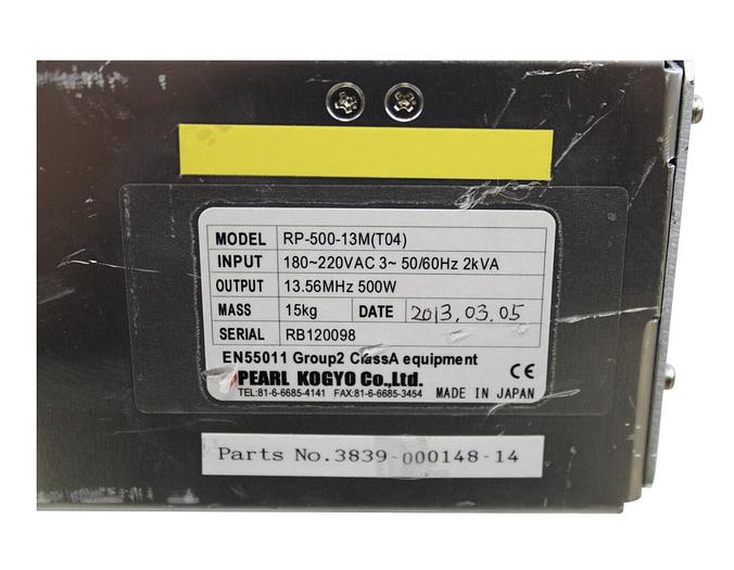 Used Pearl Kogyo Co RP-500-13M( T04) RF POWER GENERATOR 180-220VAC ...