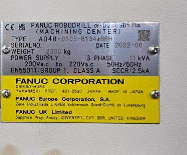 Used CNC MILLING FANUC ROBODRILL ALPHA-D21L iB5 PLUS - WITH ...