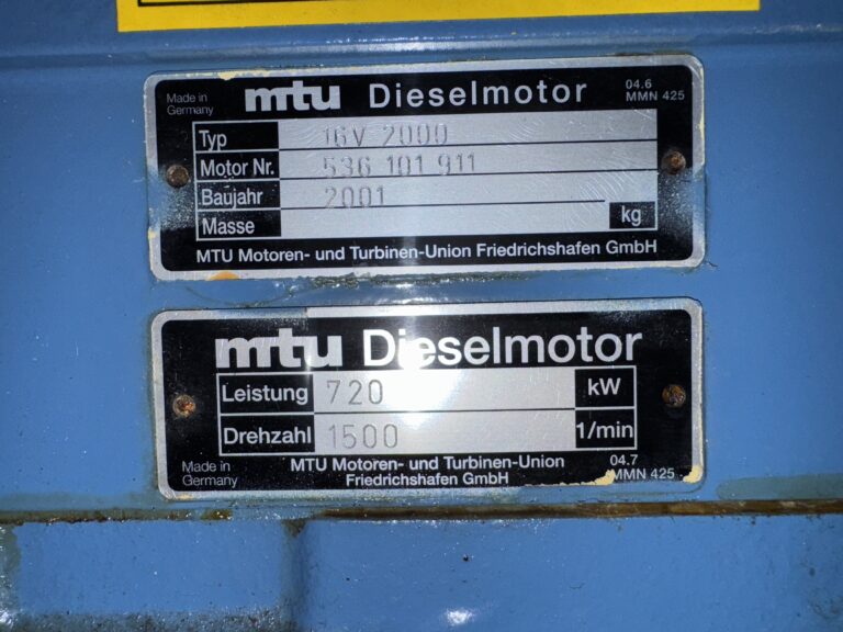 Used 2001 MTU 16V2000 / A. VAN KAICK DIESEL GEN. SET – 900 KVA for ...