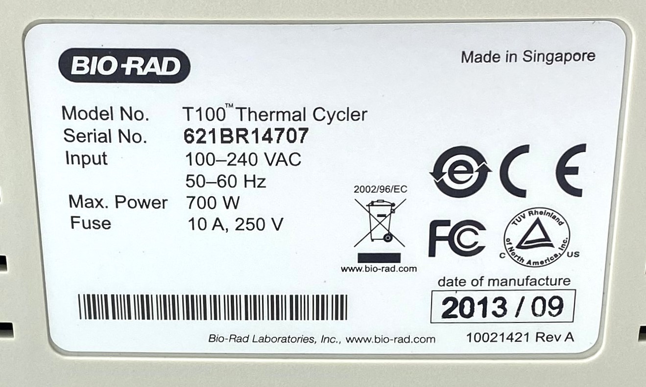 Used BioRad T100 Gradient Thermal Cycler for Sale at Chemistry RG Consultant Inc