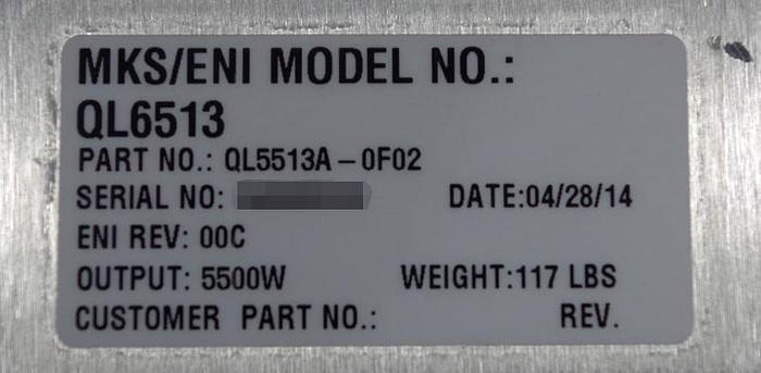 Refurbished MKS QL6513-0F02N RF Generator for Sale at Tara Semicond...