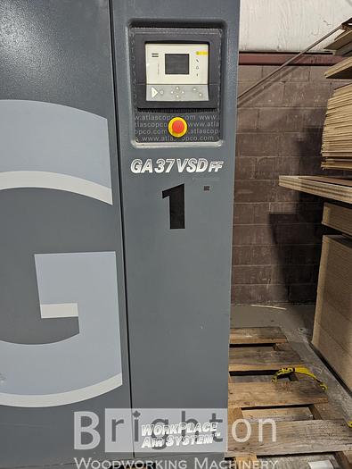 Used 2012 Atlas Copco GA37VSD used screw compressor 50hp #BBM2540 for ...