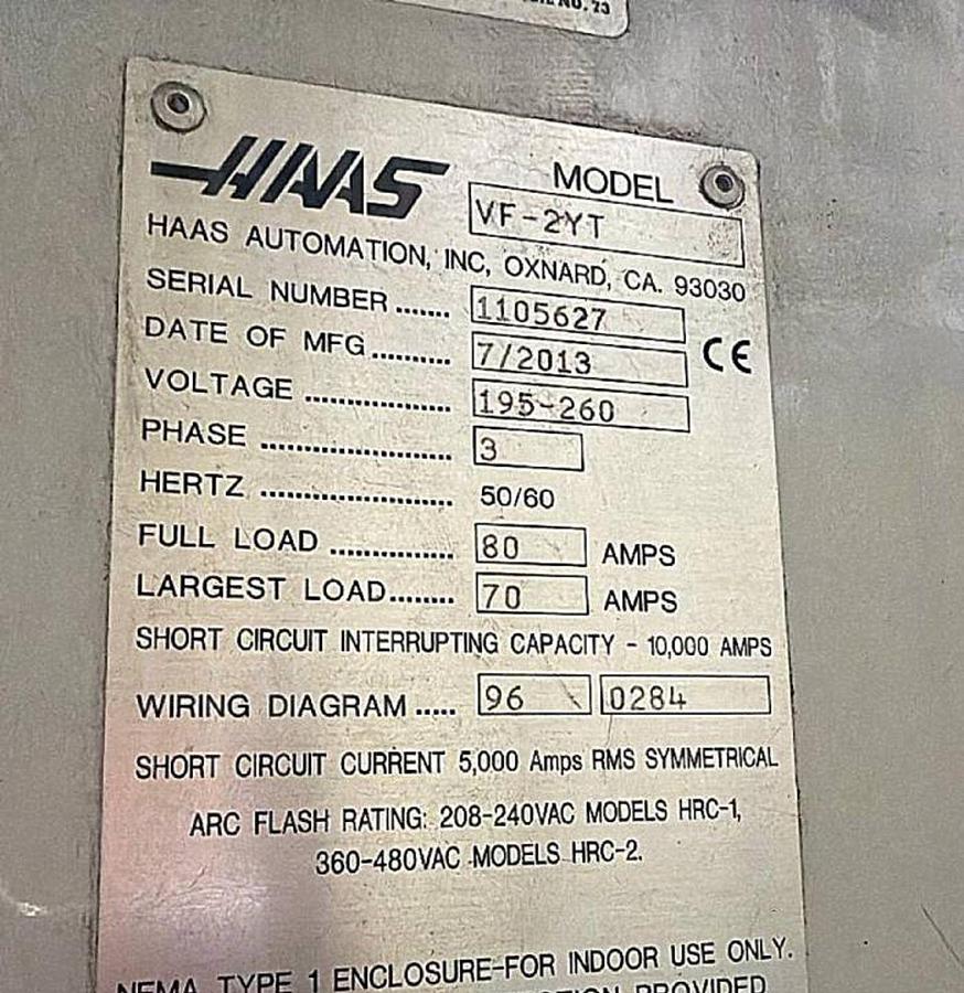 Used 2013 HAAS VF-2YT CNC Vertical Machining Center for Sale at ...