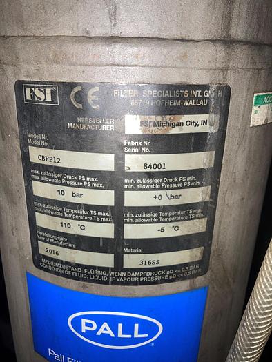 Used Used Pall Model CBFP12 316 SS bag filter for Sale in Ohio