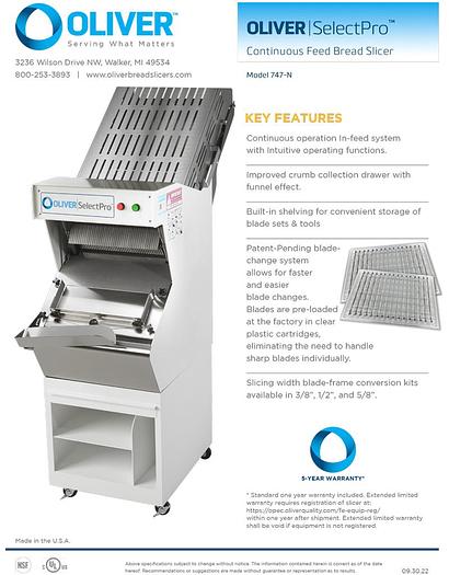 New Oliver Select Pro for Sale at Harvest Bakery Services Inc.