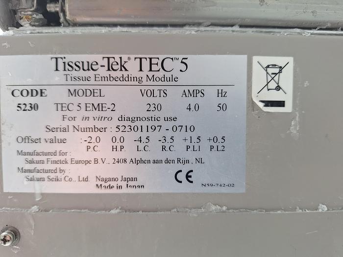 Used Sakura Tissue Tek Tec 5 Eme 2 Embedding Station For Sale In Wa