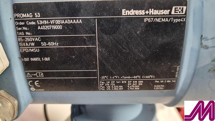 Used Endress & Hauser Promag 53H 4" Stainless Steel Flow Meter with Display for Sale in ...