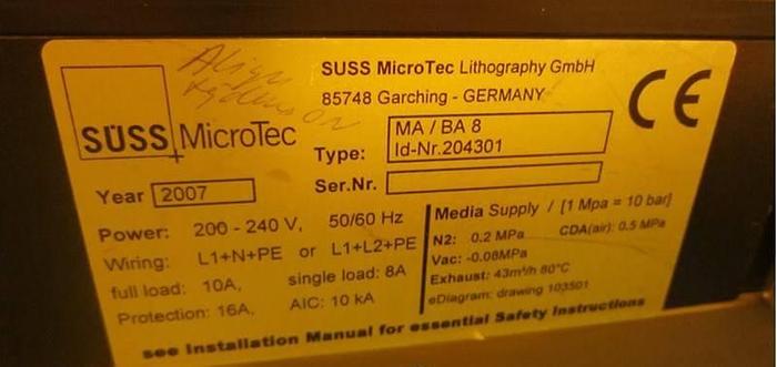 Used Suss MicroTec MA8/BA8 Mask Aligner Gen 2 for Sale at Tara Semi...