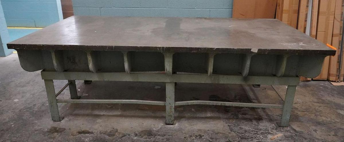 Used 96" x 48" Webbed Cast Iron Setup/Layout Table w/Stand, 2" Surface ...