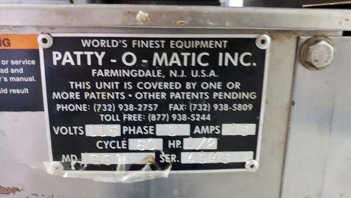 Used Patty-O-Matic 330A Patty Forming Machine for Sale at Steep Hill ...