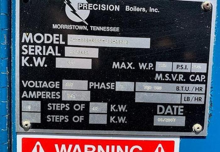 Used 2007 Precision Electric Boiler Model IWH-892-200F-480-12505 fo... Used 2007 Precision Electric Boiler Model IWH-892-200F-480-12505 fo...