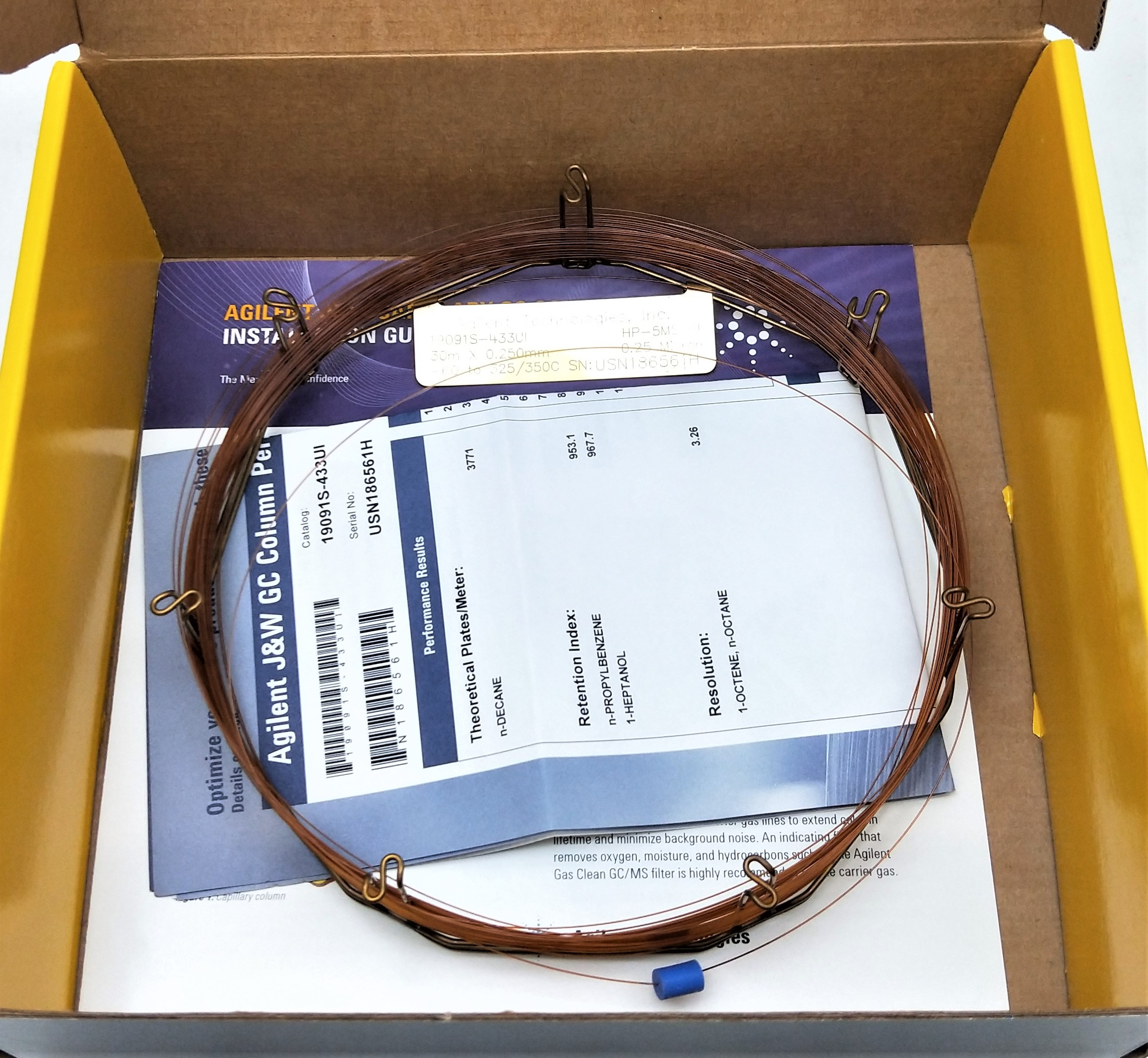 Used Agilent HP-5MS UI (19091S-433UI) Capillary Column - 30M x 0.25mm x ...