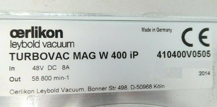 Used Leybold TURBOVAC MAG W 400 iP 410400V0505 Turbomolecular Pump ...
