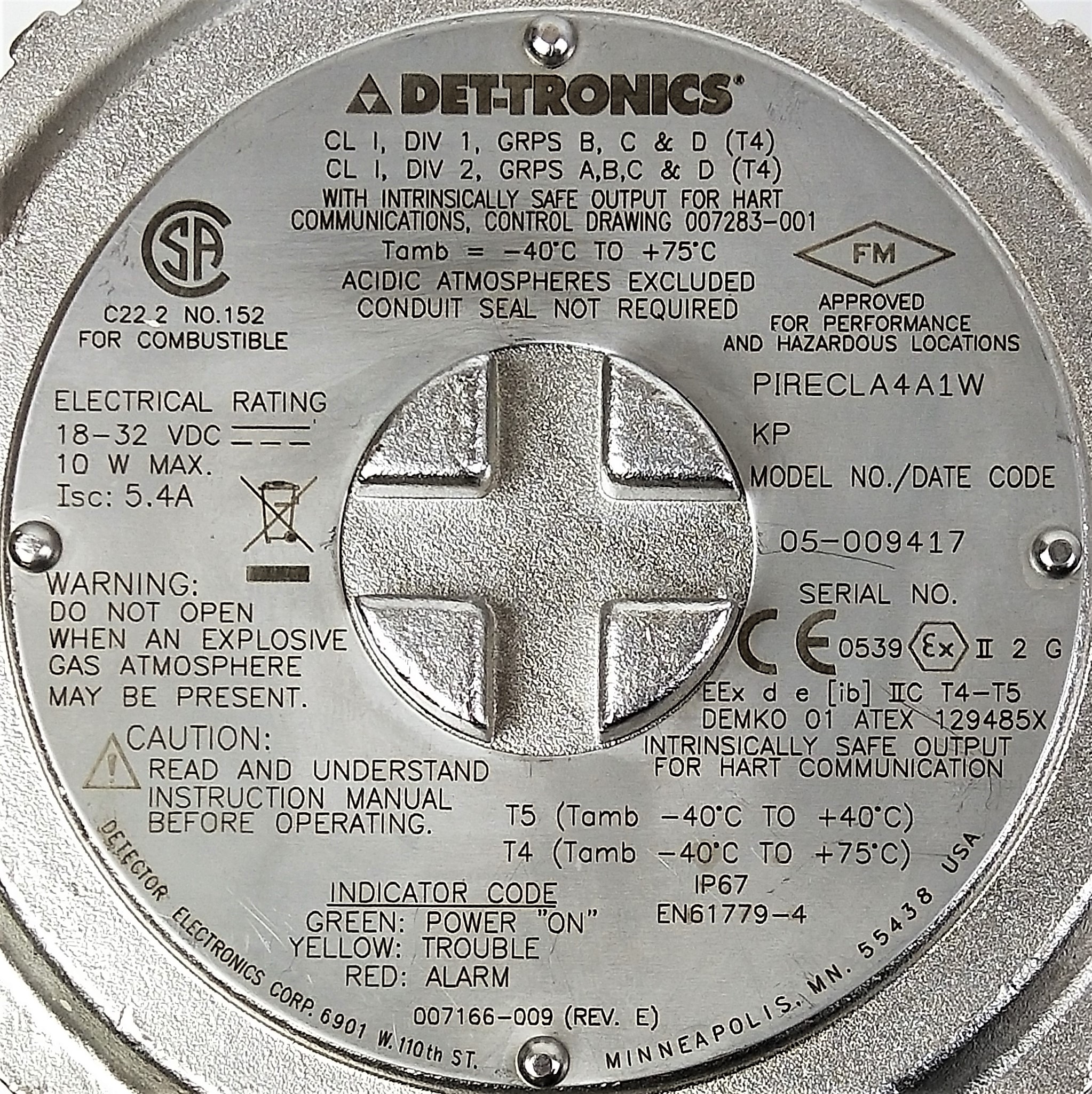 New open box Det-Tronics Pointwatch Eclipse PIRECLA4A1W Infrared ...