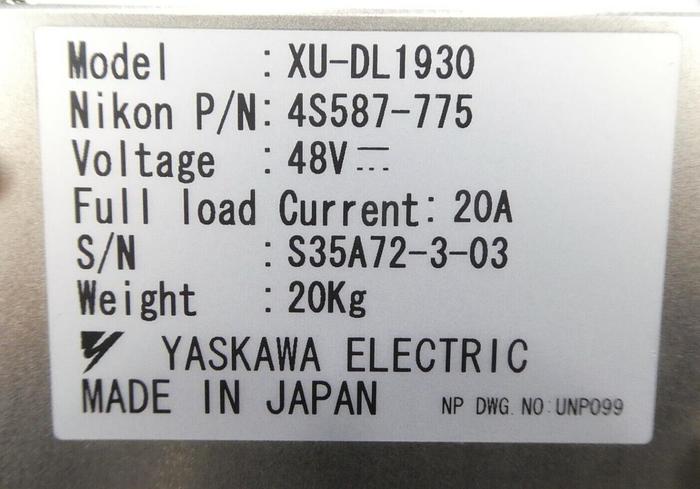 Used YASKAWA XU-DL1930 Linear Motor Controller Nikon 4S587-775 NSR-...