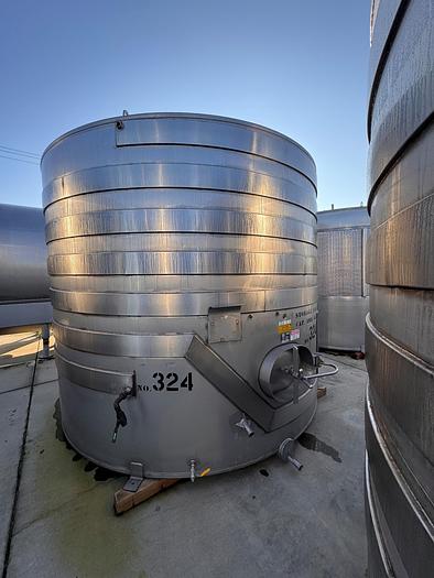 Used Tank, 5,000 Gallon, Stainless Steel, Channel Jacketed, Sloped ...