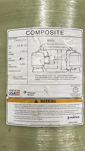 Used Pentair Structural Vessel CH31153 for Sale at Used Plating ...