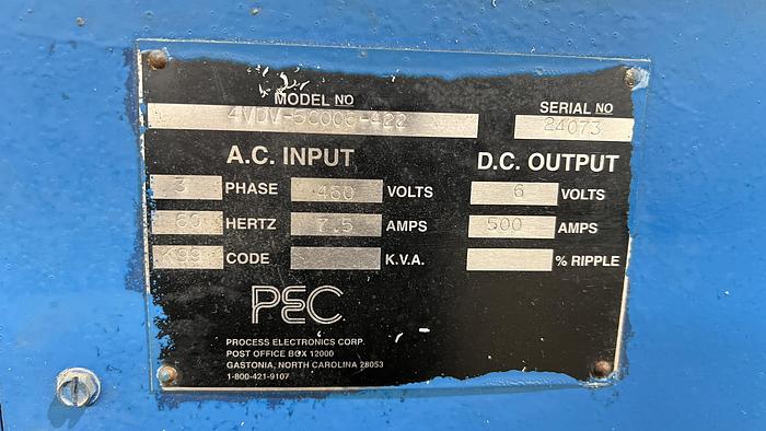 Used PEC 6V 500A for Sale at Baker Technology Associates Inc.