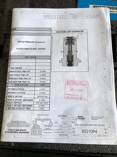 Used DELTA EDGE DE8000 TEST HANDLER KIT - Q-FPB - 140 MRQ 11x11x0.8...