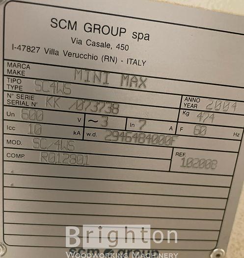 Used Sold 2004 SCM Mini Max SC4 WS used sliding table saw #BM2349 at Brighton Woodworking Machine...