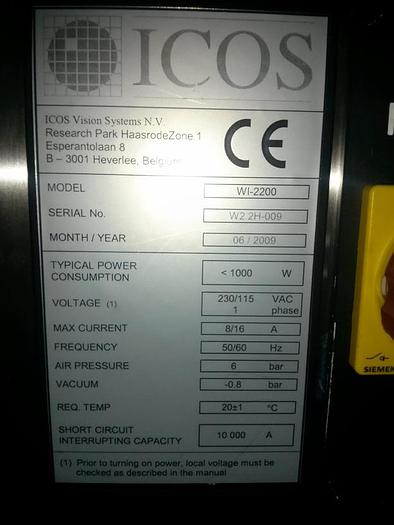 Used ICOS WI-2200 LED Wafer Surface Inspection & MH-200 Wafer H...