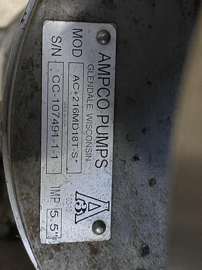 Used AMPCO Model 216MD18T-S 1.5" x 2" Centrifugal Pump ...