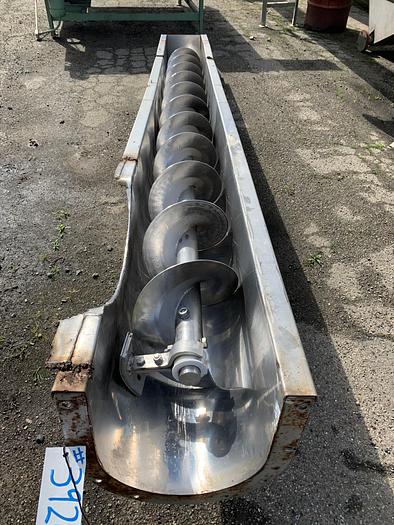 Used Stainless Steel Auger Screw Auger Trough 13' Long x 13&quo...