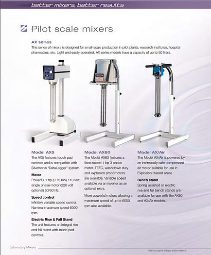 Used Silverson AX60 Pilot Scale Mixer for Sale at Steep Hill Equipment ...